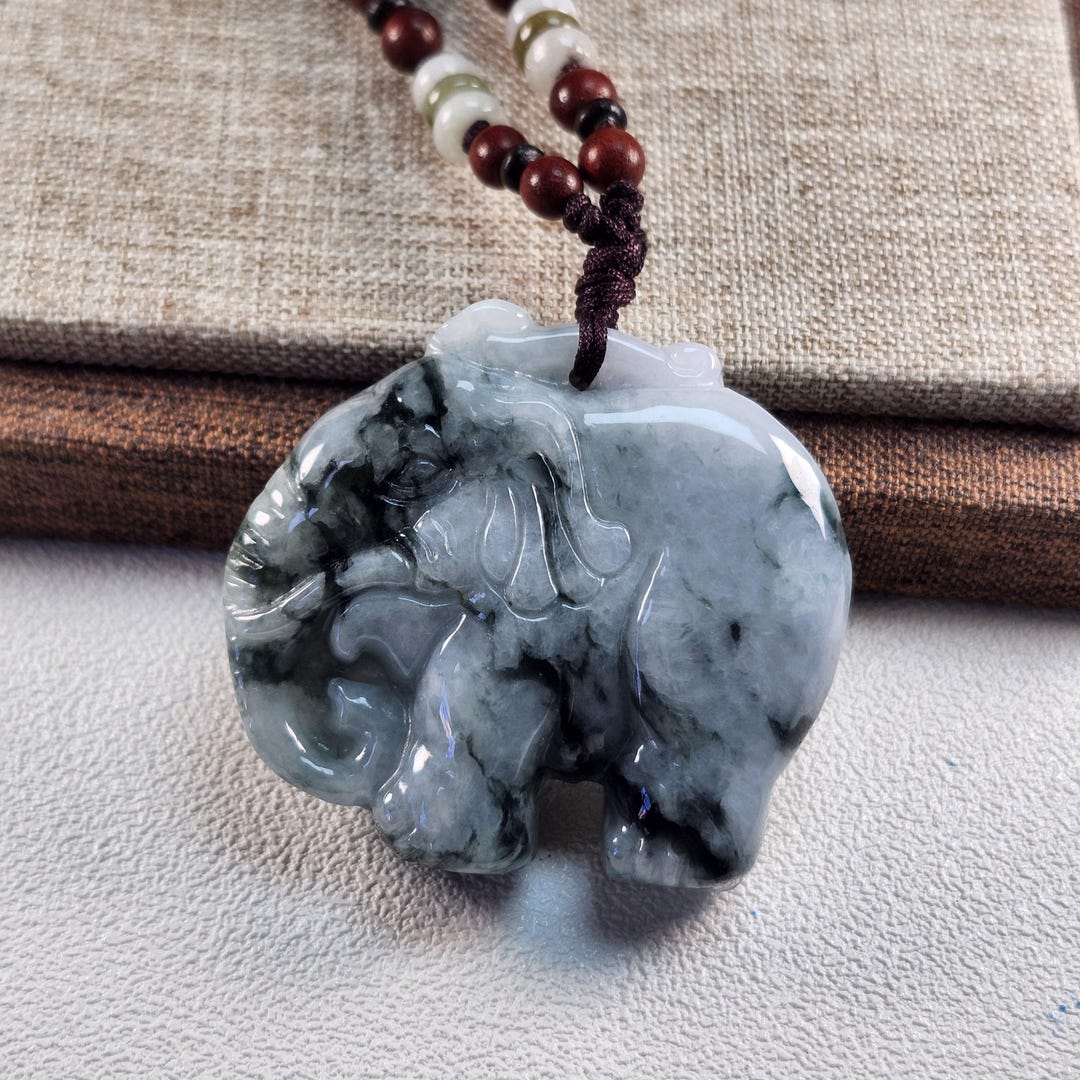Grade A Jade 3D Elephant Well Carved Untreated Natural Color Type A ...