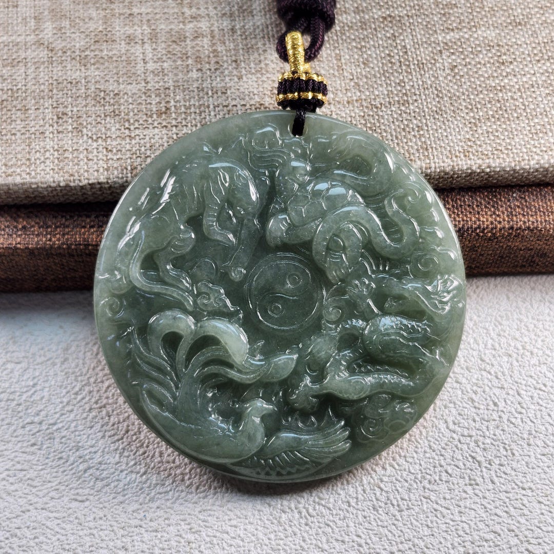 Grade A Chinese Four Divine Creatures 四大神獸 Well Carved Round Shape ...