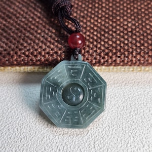 Lucky Fortune Octagon Bagua 八卦 Well Crafted Untreated Natural Jadeite ...