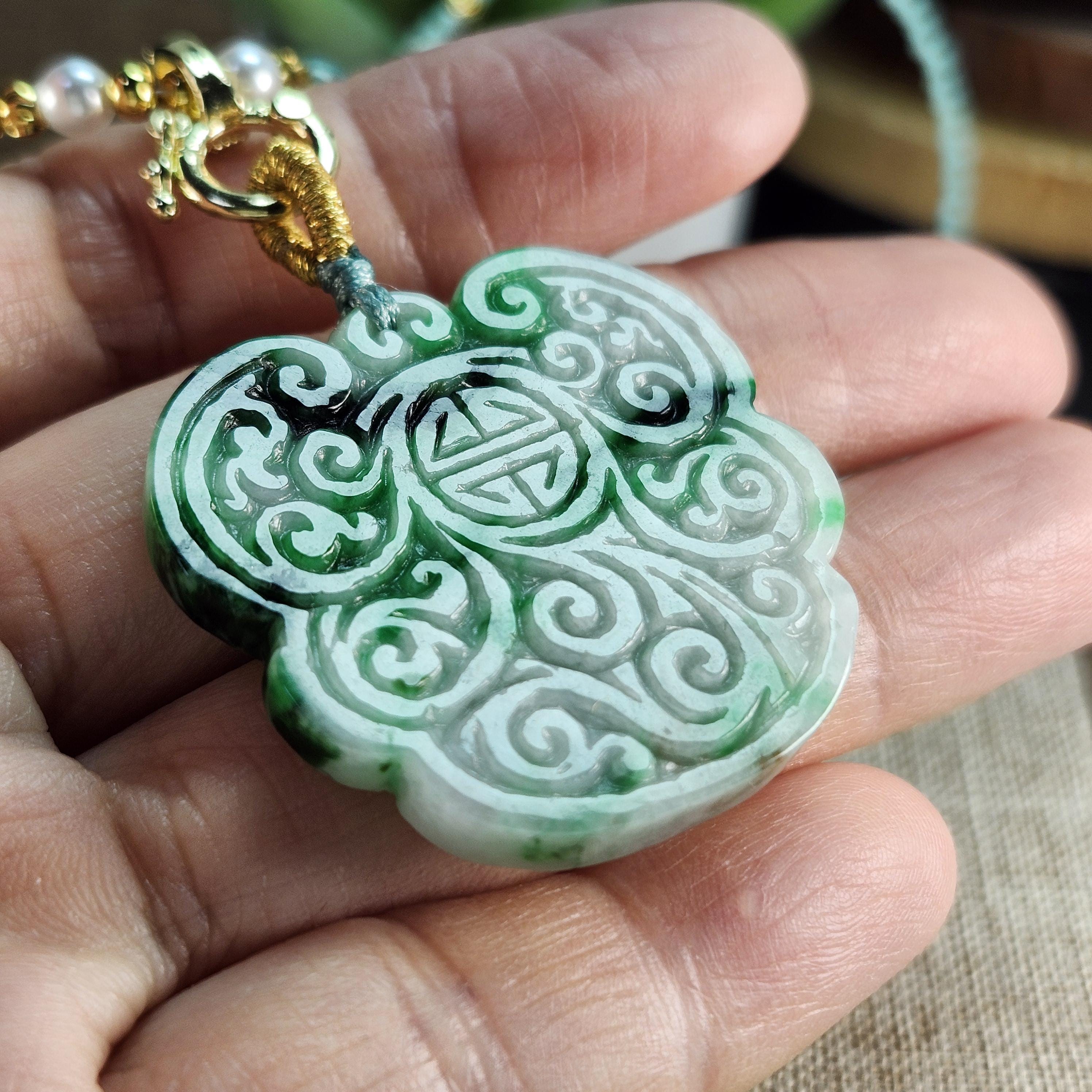 Grade A Jade Vintage Pattern Untreated Natural Jadeite Jade Pendant ...