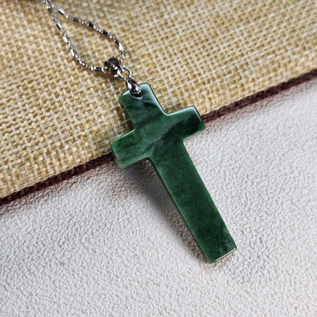 Jade Cross Untreated Natural Jadeite Jade Pendant With S925 Necklace ...