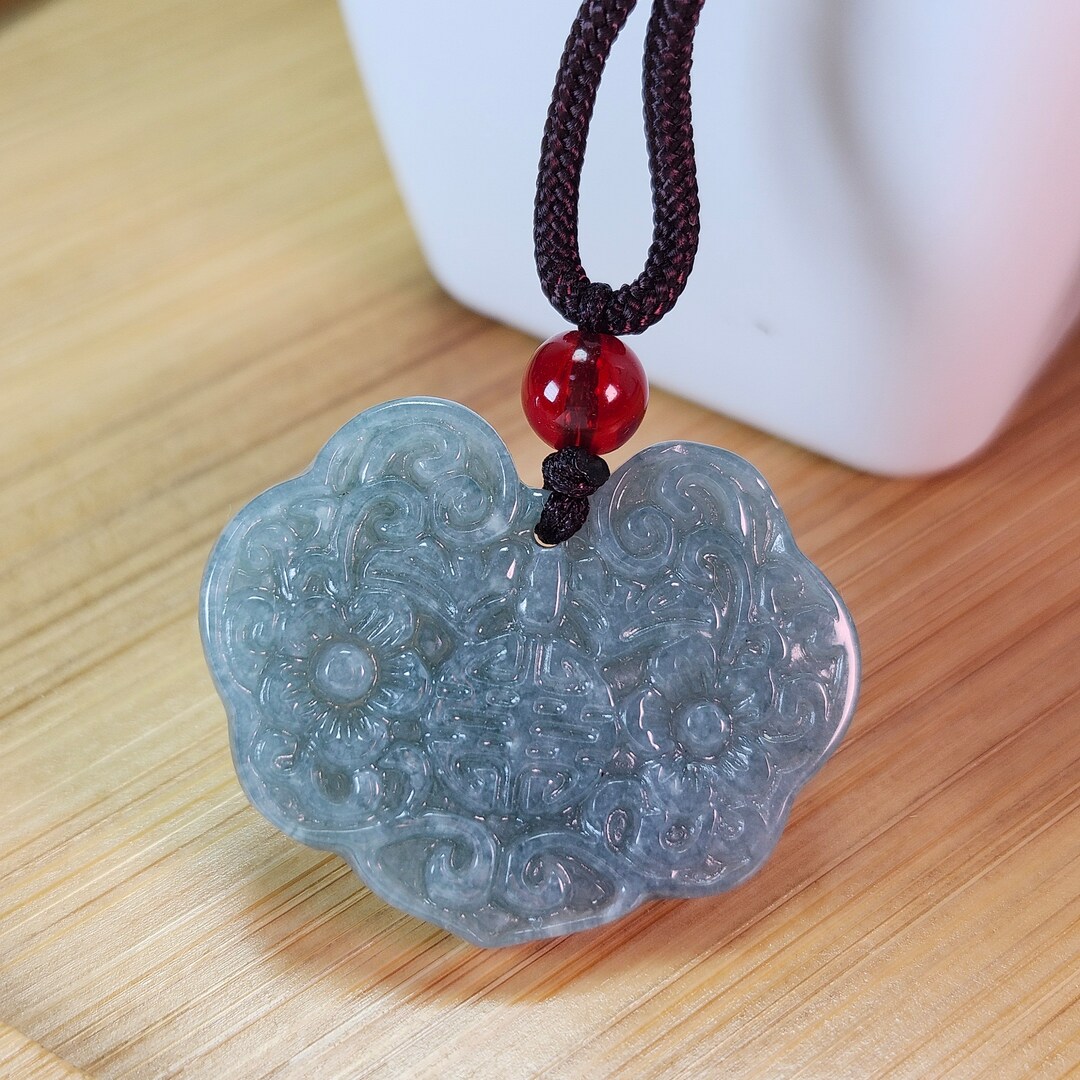 Pretty Luck and Ruyi Pattern and Well Crafted Natural Jadeite Jade ...