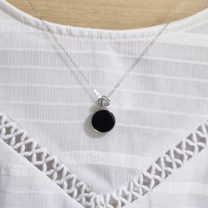 Simple Elegant Round Shape Untreated Type A Natural Black Jadeite Jade S925 Bail Pendant Free ...