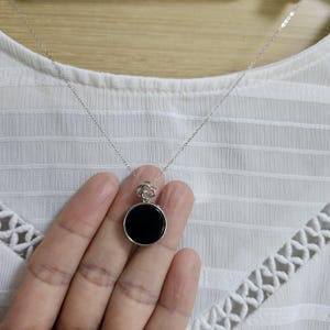 Simple Elegant Round Shape Untreated Type A Natural Black Jadeite Jade S925 Bail Pendant Free ...