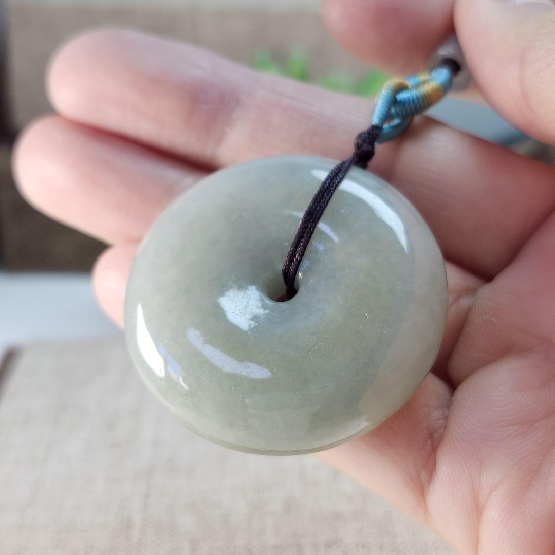 Certified 37mm Blessing Donut Ring 平安扣untreated Natural Jadeite Jade ...