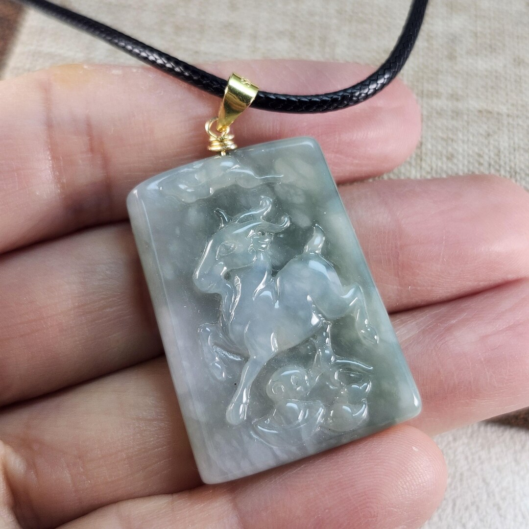 Grade A Jade Zodiac Goat Well Crafted Untreated Natural Jadeite Jade ...