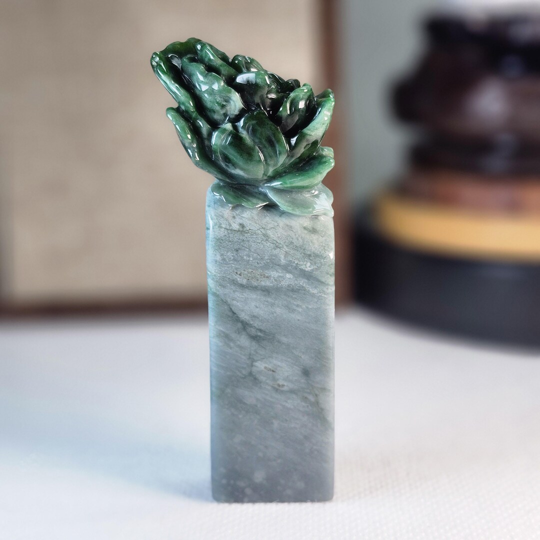 Grade A Jade Lovely 3D Flower Well Carved Untreated Natural Type A ...
