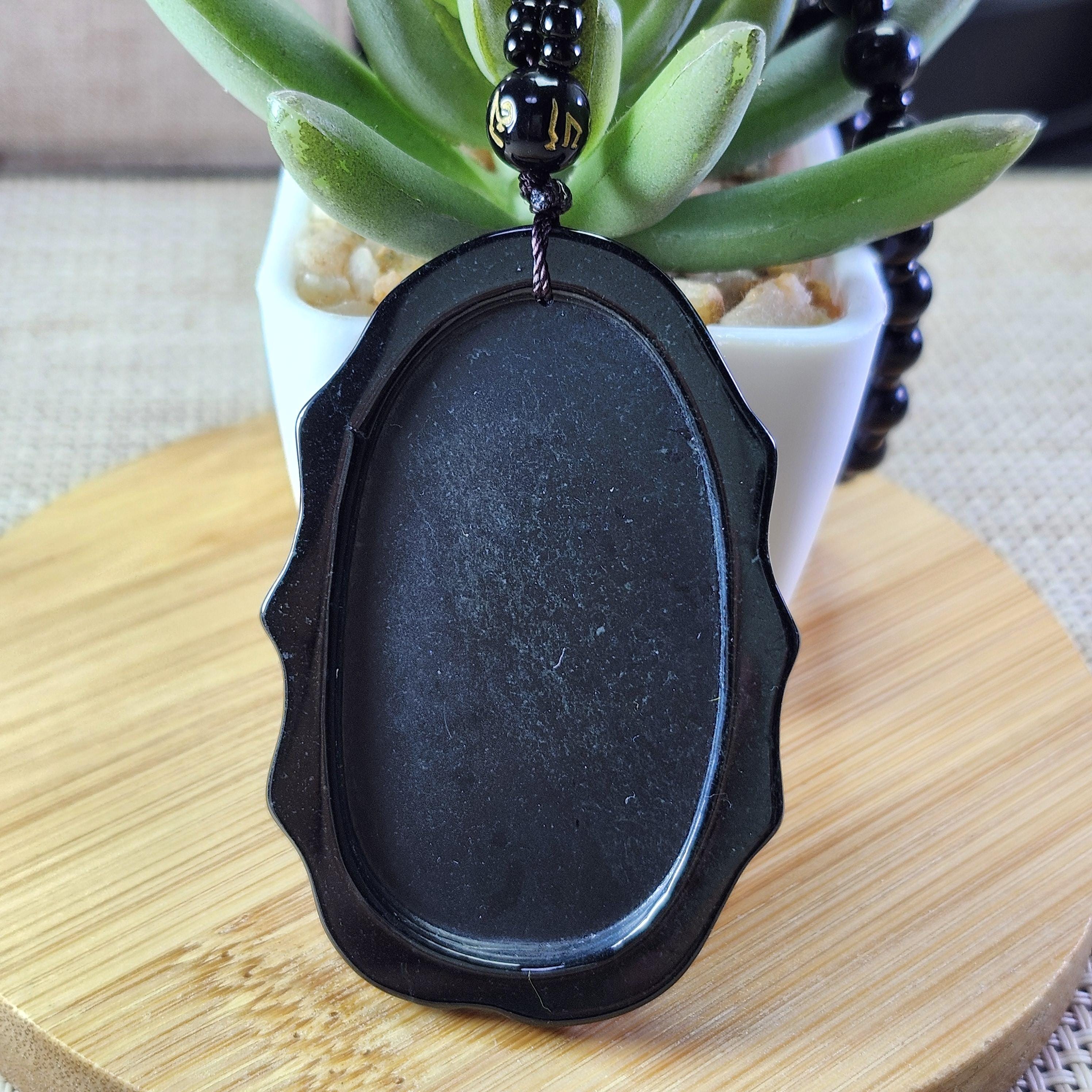 Virgin Mary Well Crafted Untreated Natural Black Jadeite Jade Pendant ...