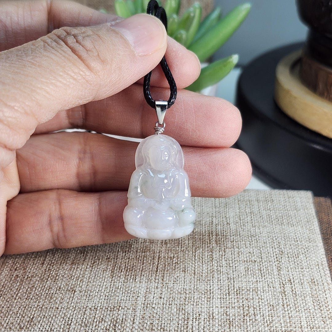 Grade A Jade Guanyin 觀音 Untreated Natural Jadeite Jade S925 Pendant ...
