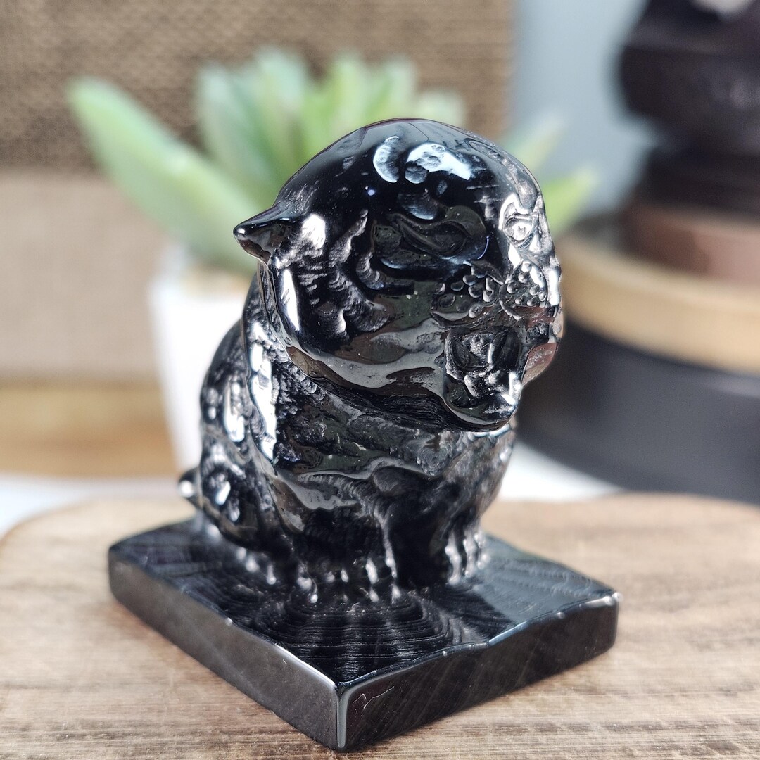 Grade A 3D Cute Baby Tiger Untreated Black Jade Natural Jadeite Jade ...