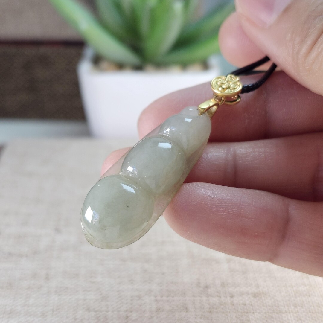 Grade A Jade Bean Well Crafted Untreated Natural Jadeite S925 Bail ...