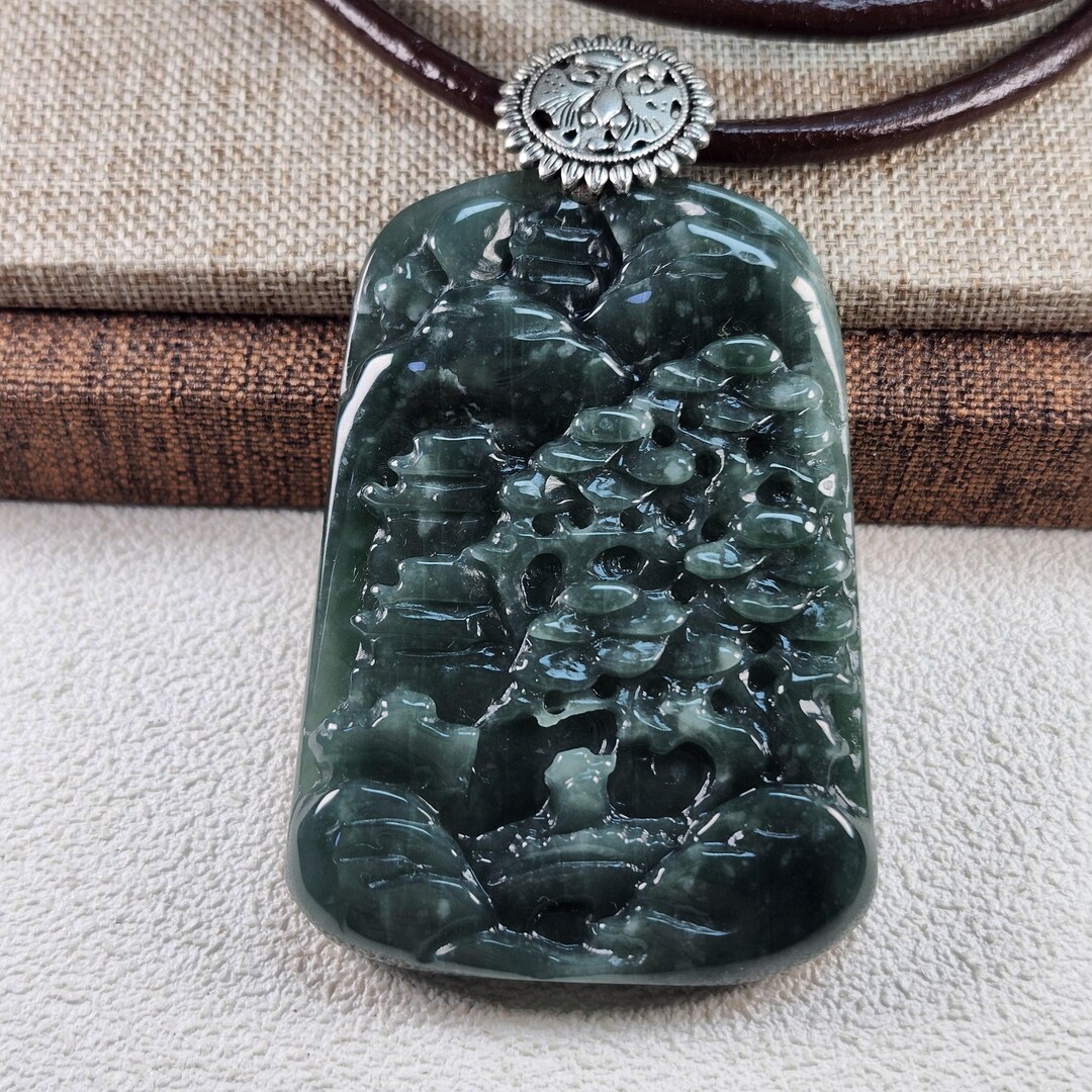 Beautiful Landscape Pattern Untreated Type A Natural Jadeite Jade ...