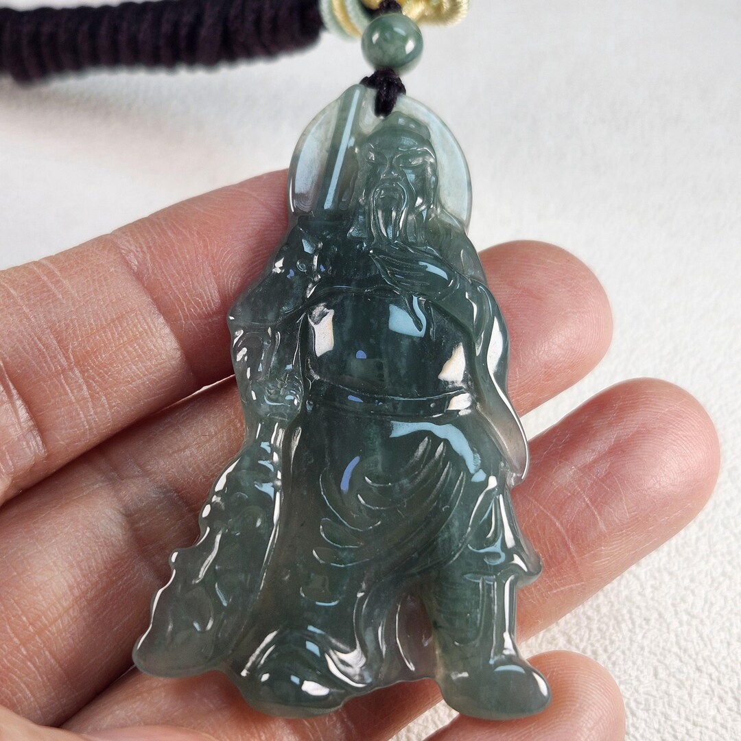 Holy Emperor Guan Yu 關公 Untreated Translucent Natural Jadeite Jade ...