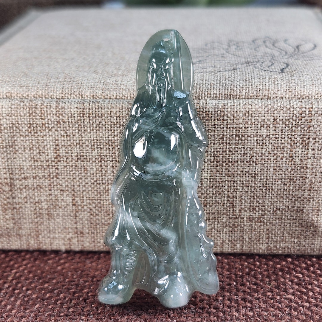 Holy Emperor Guan Yu 關公 Untreated Translucent Natural Jadeite Jade ...