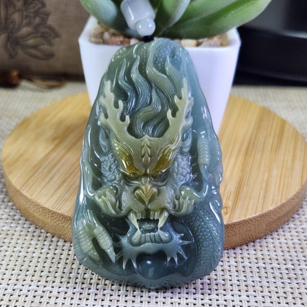 Dragon Head Jade Pendant - Etsy