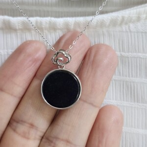 Simple Elegant Round Shape Untreated Type A Natural Black Jadeite Jade S925 Bail Pendant Free ...
