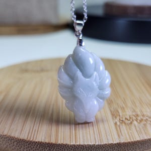 Nine-tailed Fox Well Carved and Untreated Natural Jadeite Jade Pendant ...