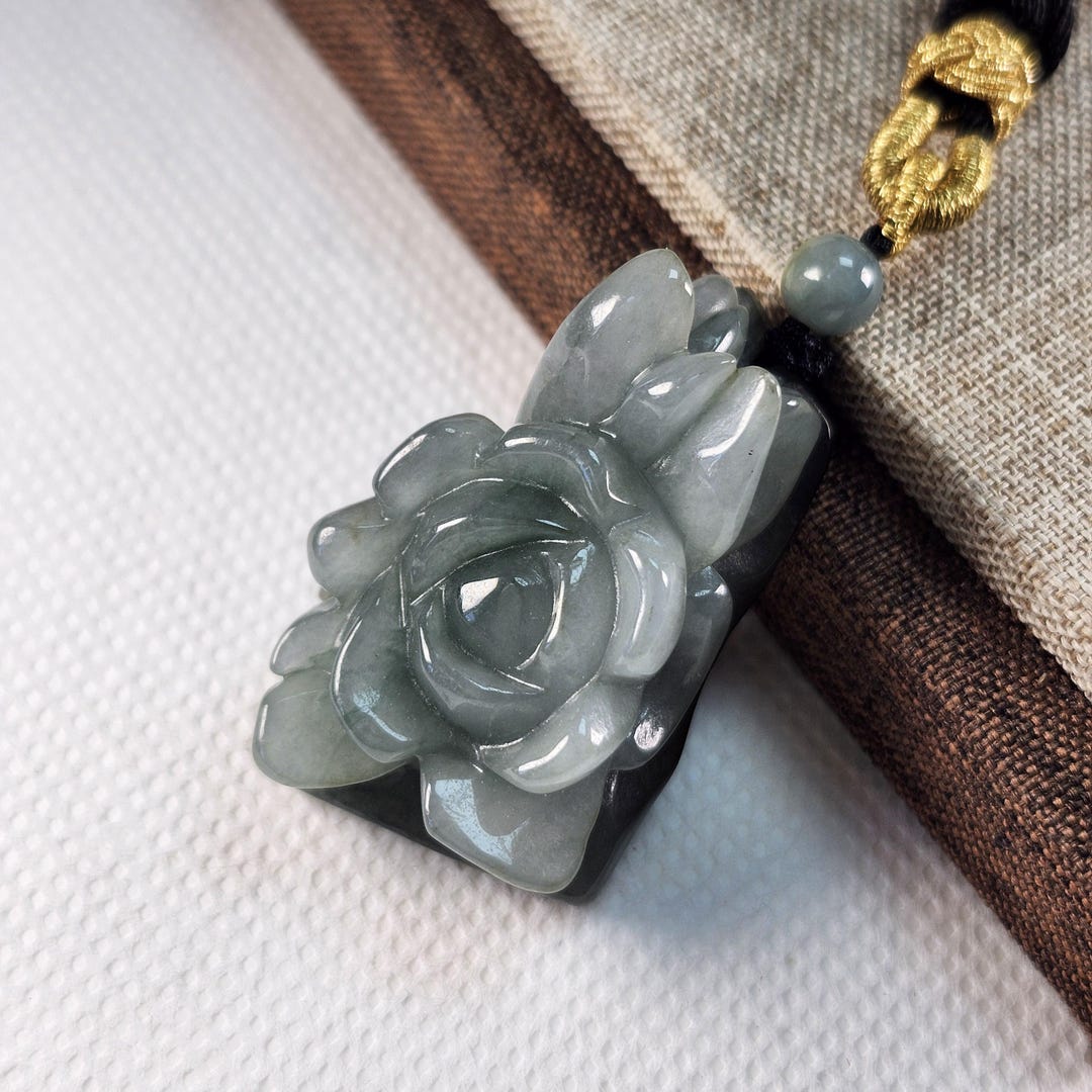 Grade A Jade Lovely 3D Flower Untreated Natural Jadeite Jade Pendant ...