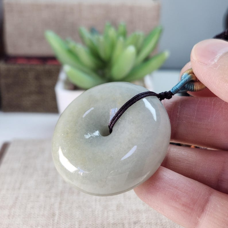 Certified 37mm Blessing Donut Ring 平安扣untreated Natural Jadeite Jade ...