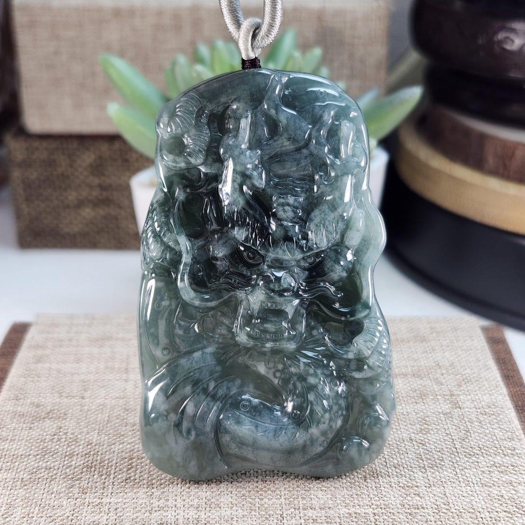 Well Carved Dragon Jade Pendant Necklace: Untreated Type A Jadeite - Etsy