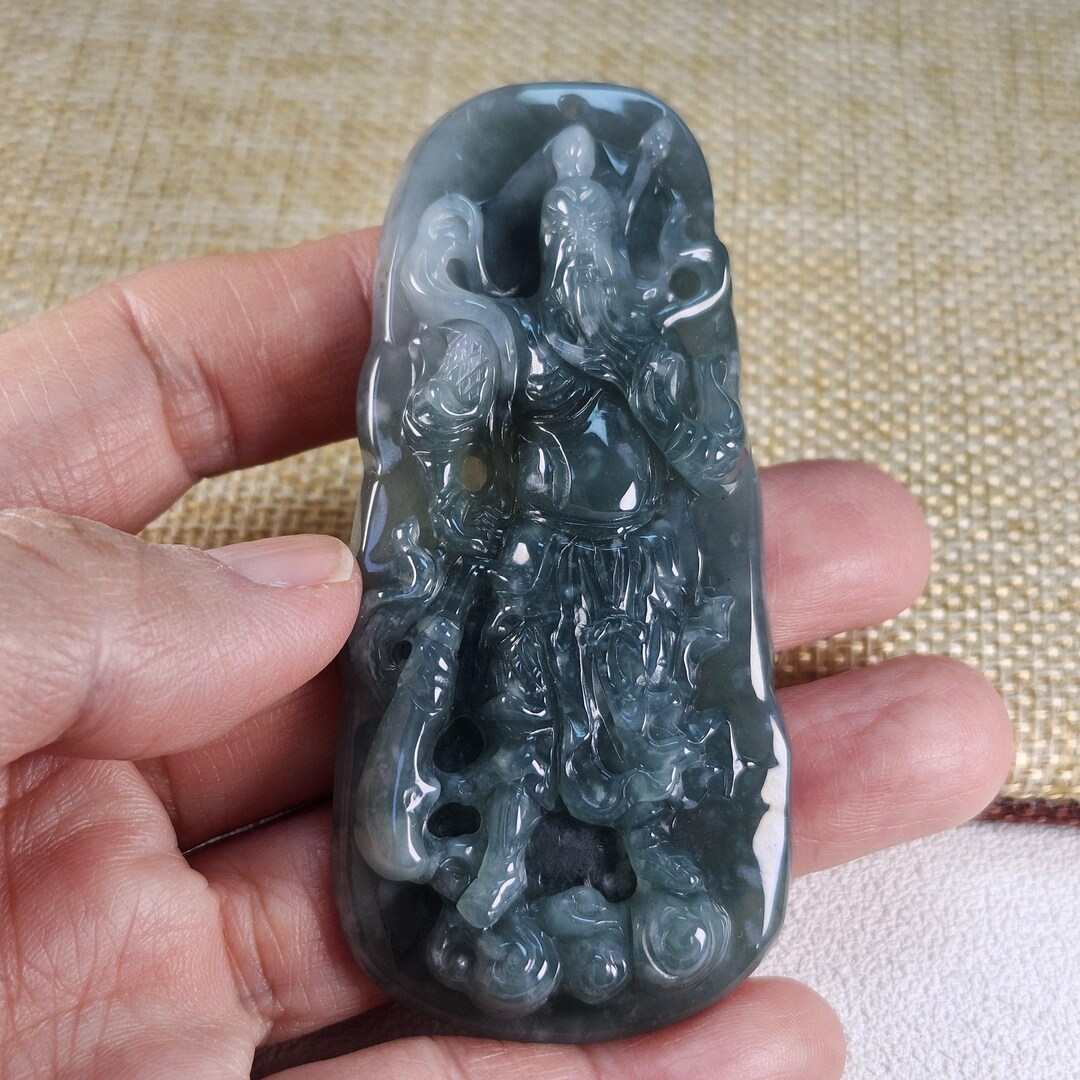 Holy Emperor Guan Yu 關公 Untreated Translucent Natural Jadeite Jade ...