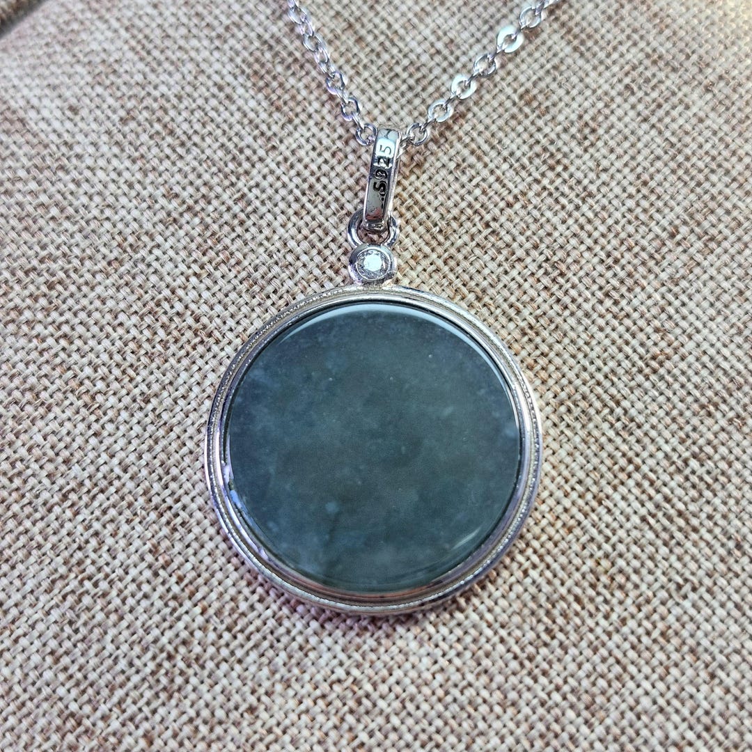 Simple Elegant Round Shape Untreated Type A Natural Translucent Jadeite Jade S925 Bail Pendant ...