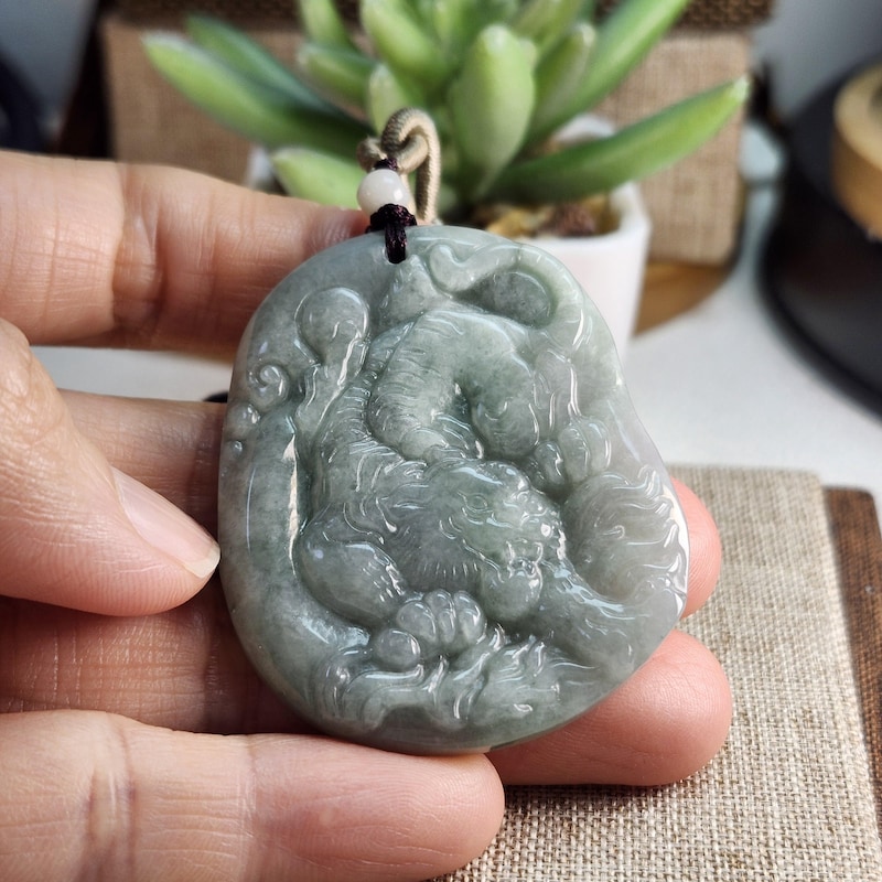 Carved Tiger Pendant White - Etsy UK