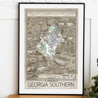 Georgia Southern University Map Art: Hand-drawn Campus Print - Etsy