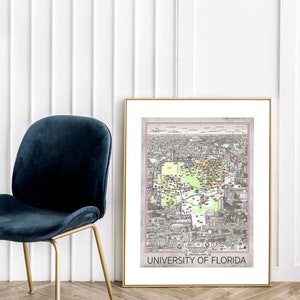 University of Florida Map Print: Detailed Campus Art, Gator Gift - Etsy