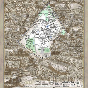 Georgia Southern University Map Art: Hand-drawn Campus Print - Etsy