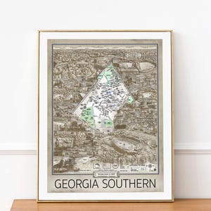 Georgia Southern University Map Art: Hand-drawn Campus Print - Etsy