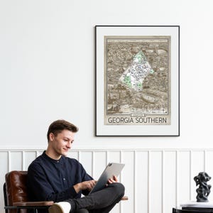 Georgia Southern University Map Art: Hand-drawn Campus Print - Etsy