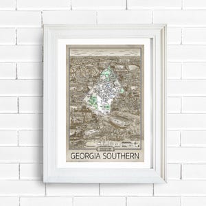 Georgia Southern University Map Art: Hand-drawn Campus Print - Etsy