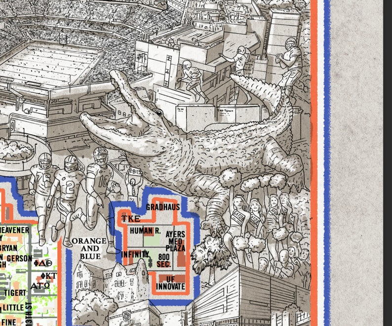 University of Florida Map Print: Detailed Campus Art, Gator Gift - Etsy