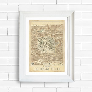 Georgia Tech Campus Map Art: Atlanta College Wall Decor - Etsy