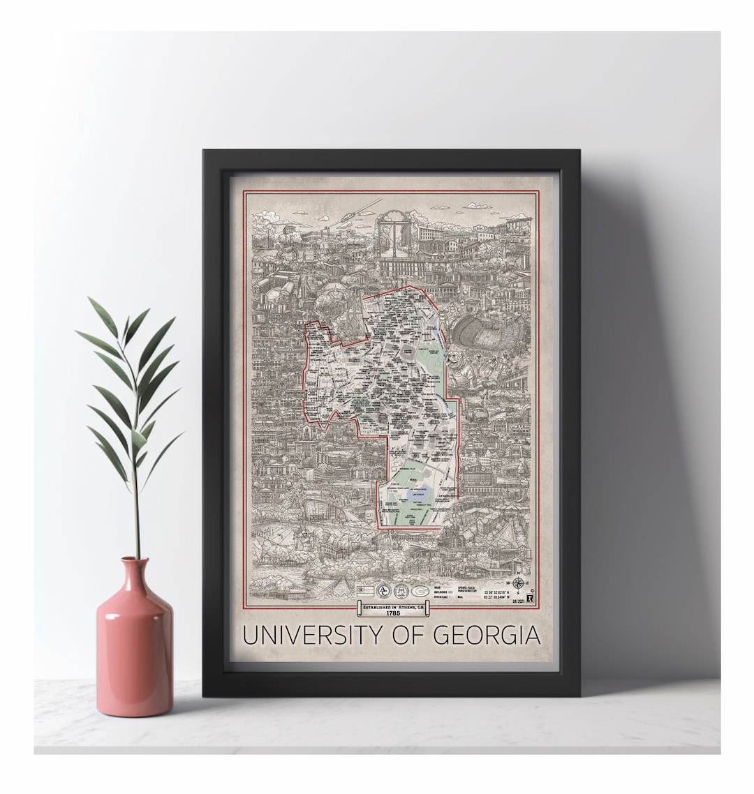 Map University of Georgia Print UGA Wall Art UGA Decor Father's Day ...