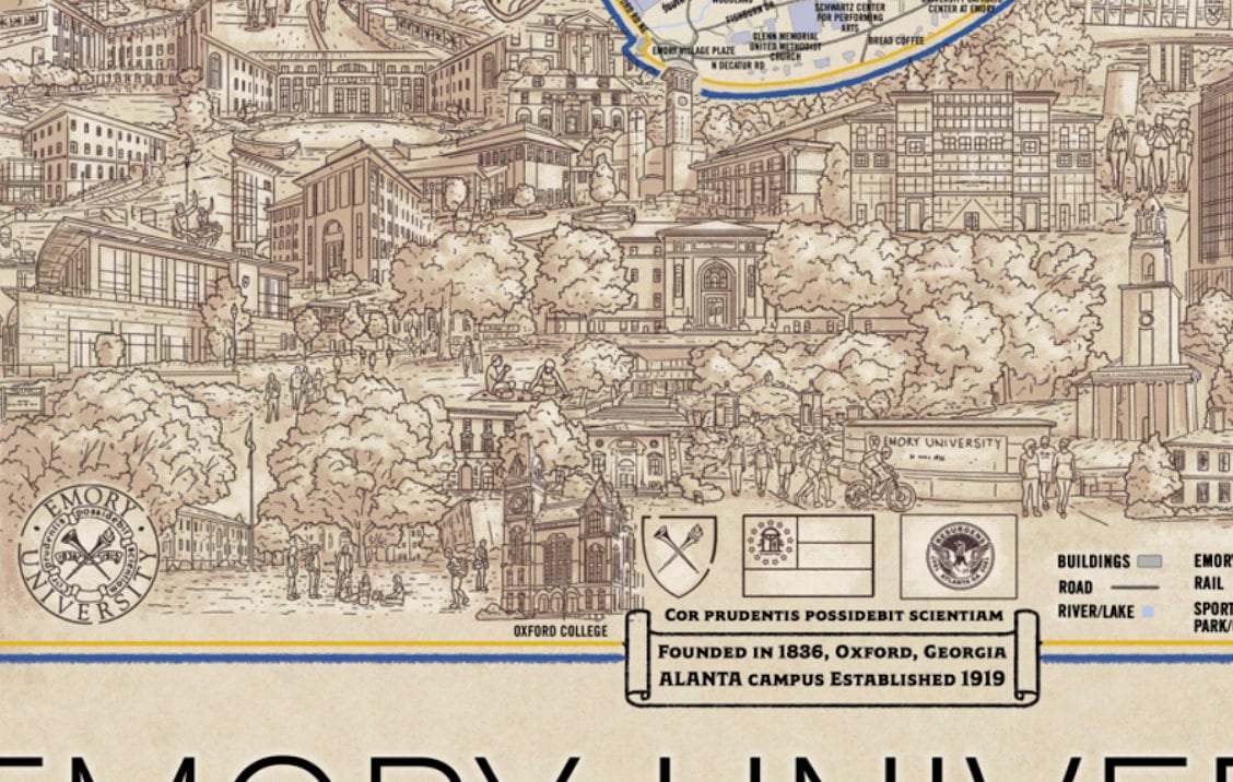 Emory University Map Print: Atlanta Campus Wall Art - Etsy