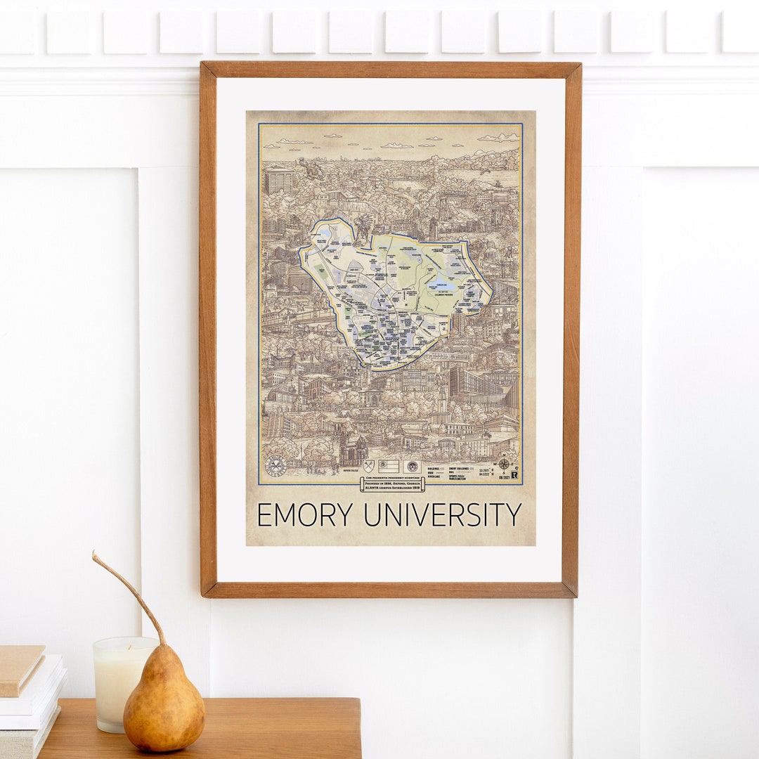 Map Emory University Print Emory University Wall Art Emory Decor ...