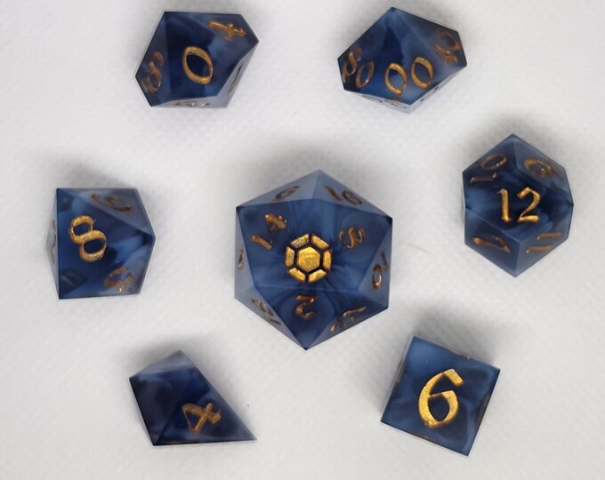 Sea Smoke 7pc Resin Dice Set With Large D20 and Standard Size Other ...