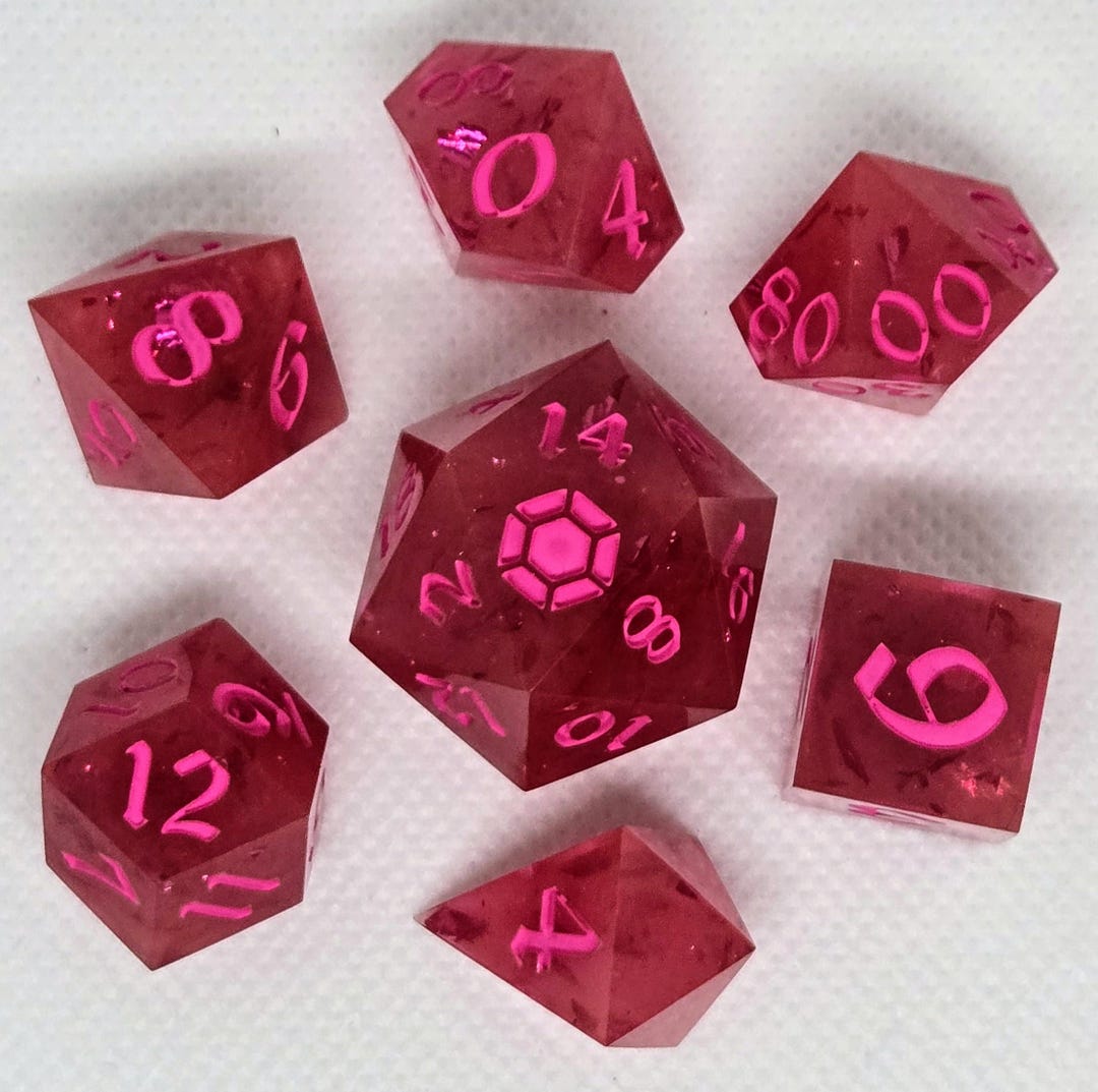 Plastic Heron 7pc Handmade Resin Dice Set With Large (25mm) D20 and ...