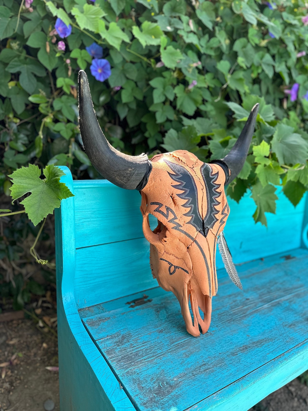 Thunderbird Real Bison Skull / Painted Buffalo Skull Art - Etsy