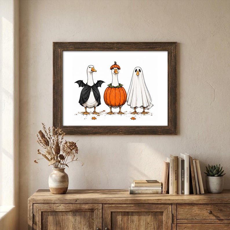 Funny Goose Halloween Wall Art, Costume Goose Print, Spooky Autumn ...