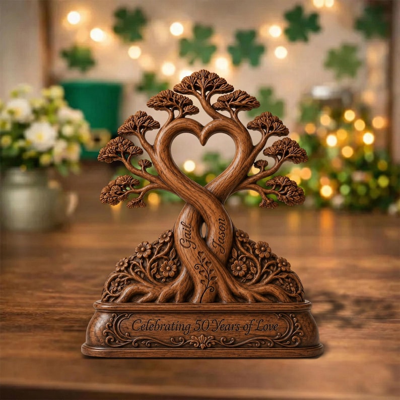2D Flat 50th Anniversary Tree of Love, Personalized Wooden Family Tree ...