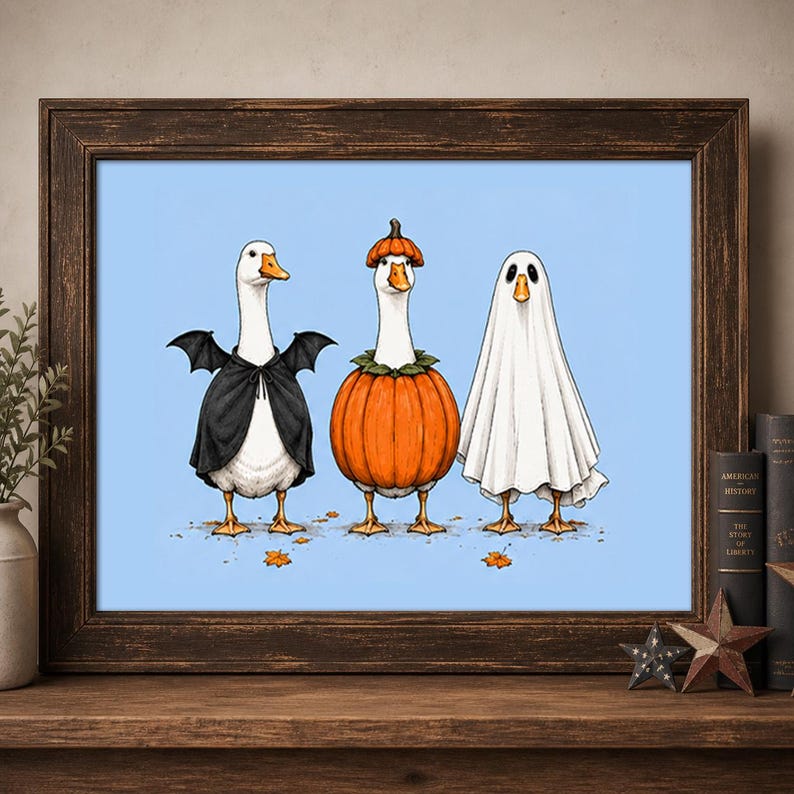 Funny Goose Halloween Wall Art, Costume Goose Print, Spooky Autumn ...