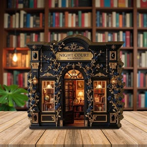 2D Flat Gothic Romantic Bookshop Wooden Sign, Personalized Fantasy ...