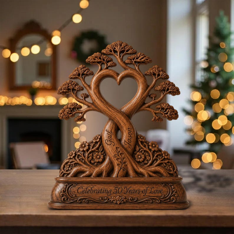 2D Flat 50th Anniversary Tree of Love, Personalized Wooden Family Tree ...