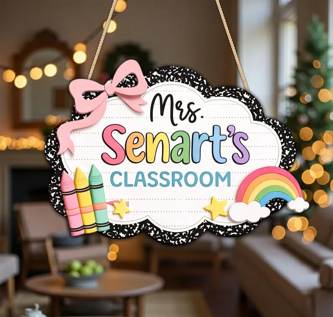 Personalized Teacher Classroom Sign, Custom Teacher Name Door Sign ...