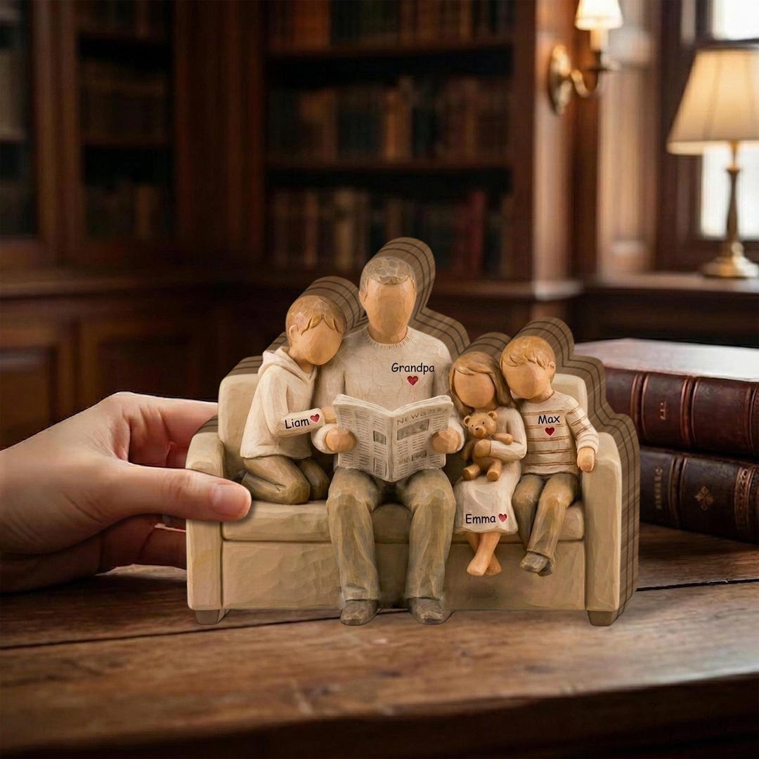2D Flat Personalized Grandpa/grandma Wooden Block, Custom Family ...
