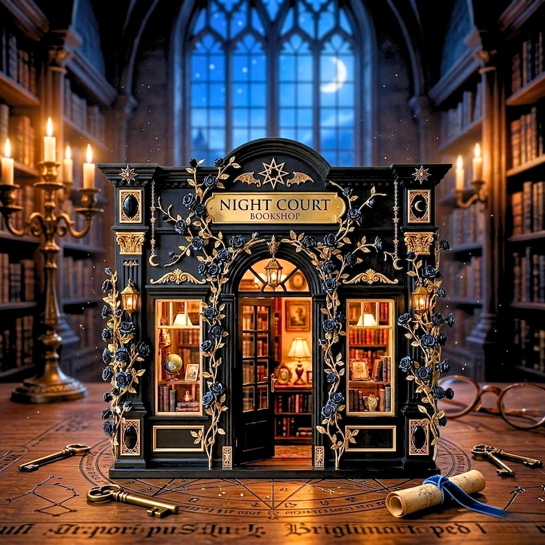 2D Flat Gothic Romantic Bookshop Wooden Sign, Personalized Fantasy ...