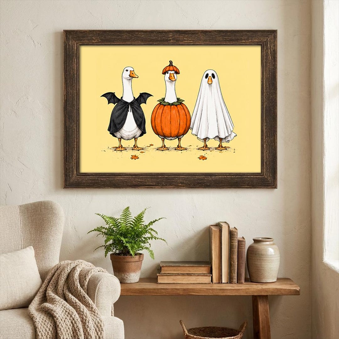 Funny Goose Halloween Wall Art, Costume Goose Print, Spooky Autumn ...